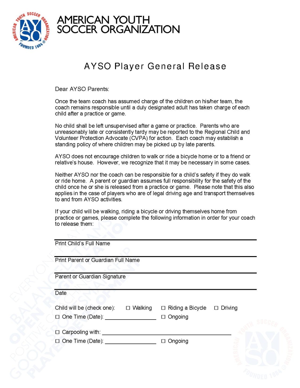AYSO General Release Form - AYSO Wiki